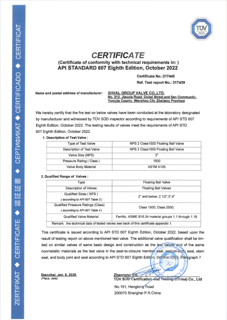 API, ISO, NIGC, EAC Certifications | XHVAL