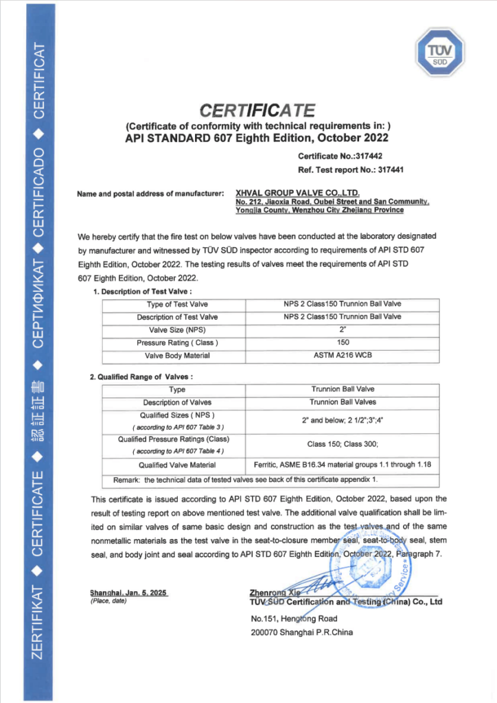 API, ISO, NIGC, EAC Certifications | XHVAL