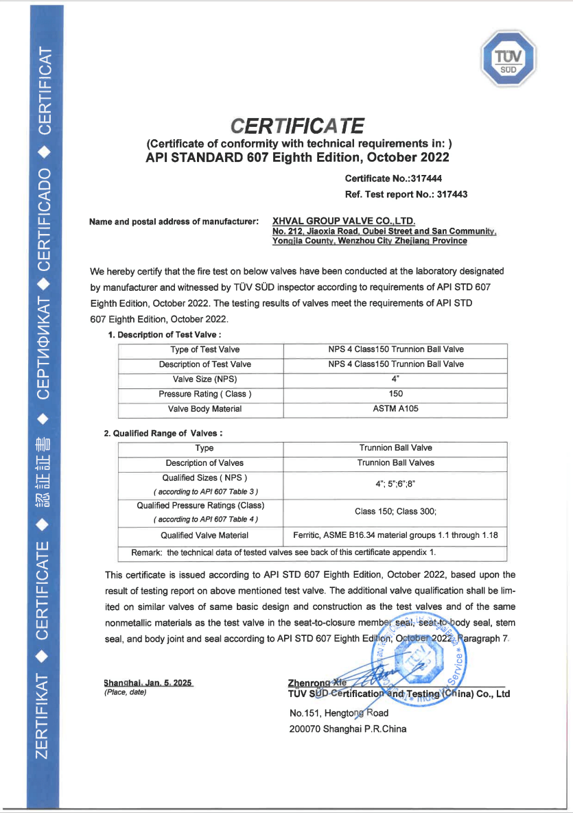 API, ISO, NIGC, EAC Certifications | XHVAL