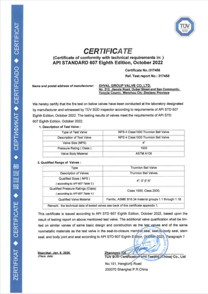 API, ISO, NIGC, EAC Certifications | XHVAL